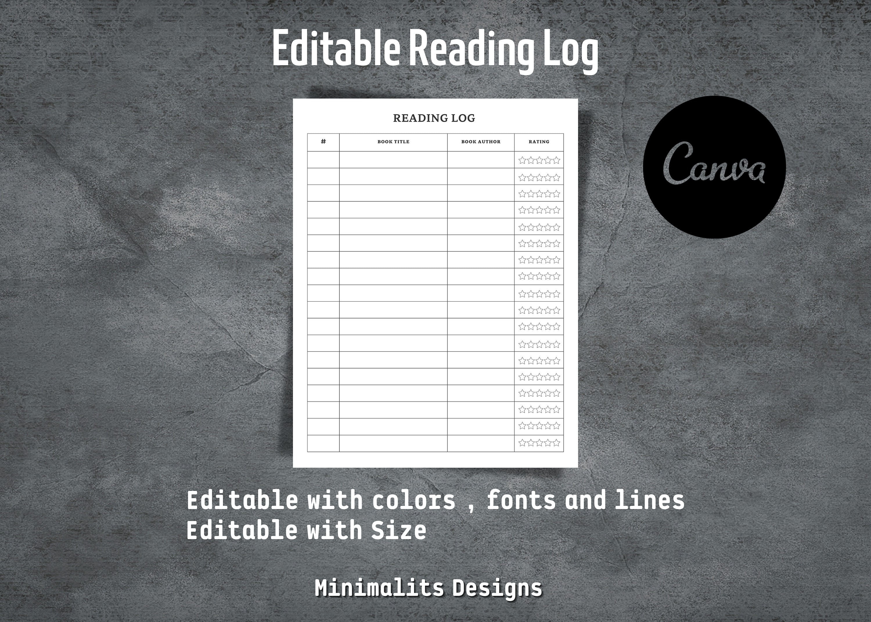 Reading Log Book Log Reading Tracker Printable Book - Etsy