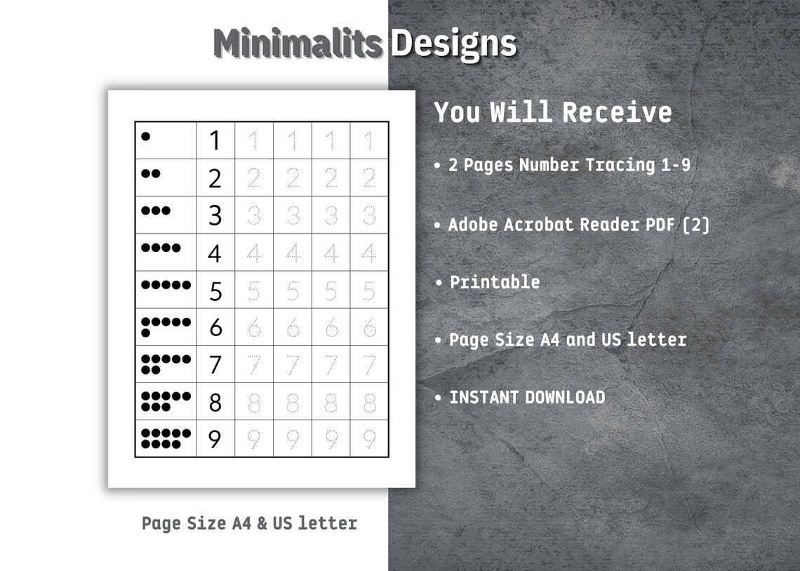 Number Tracing Worksheet, Handwriting Practice, Printable Trace Numbers ...