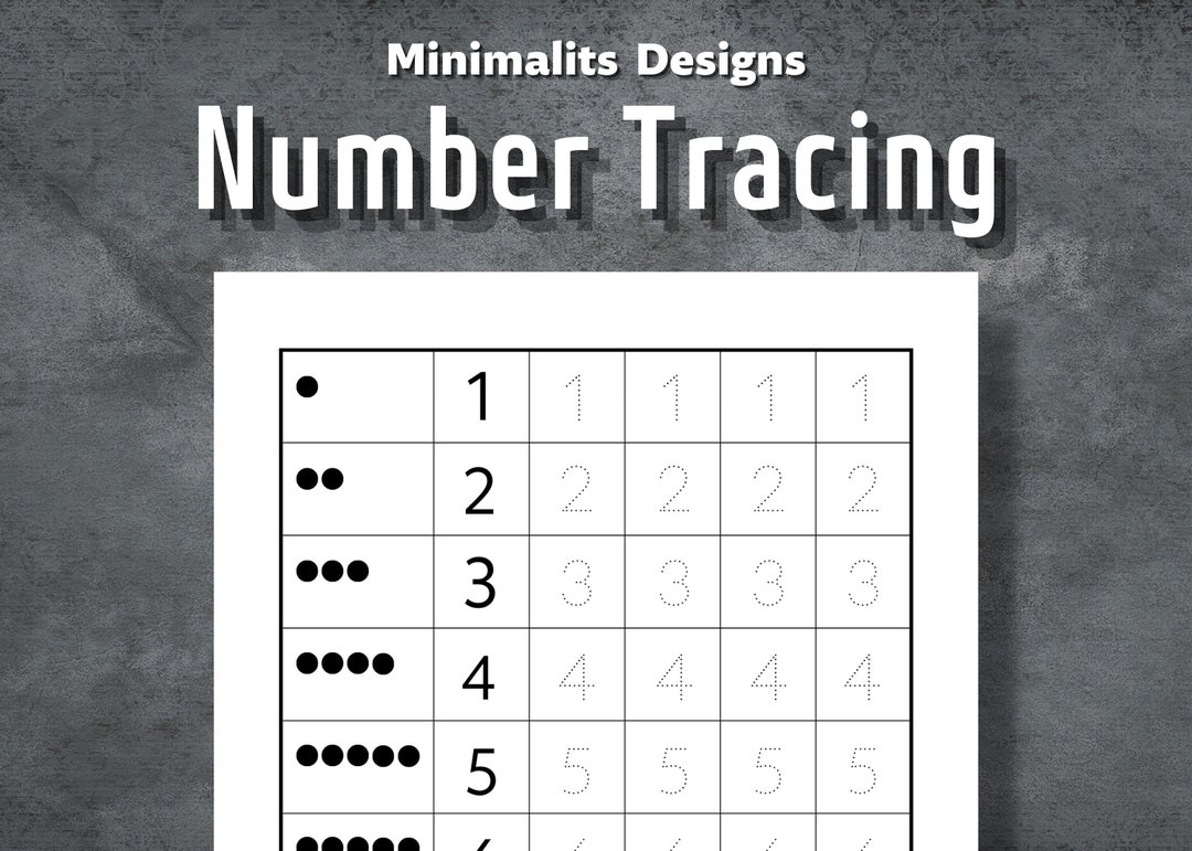 Number Tracing Worksheet, Handwriting Practice, Printable Trace Numbers ...