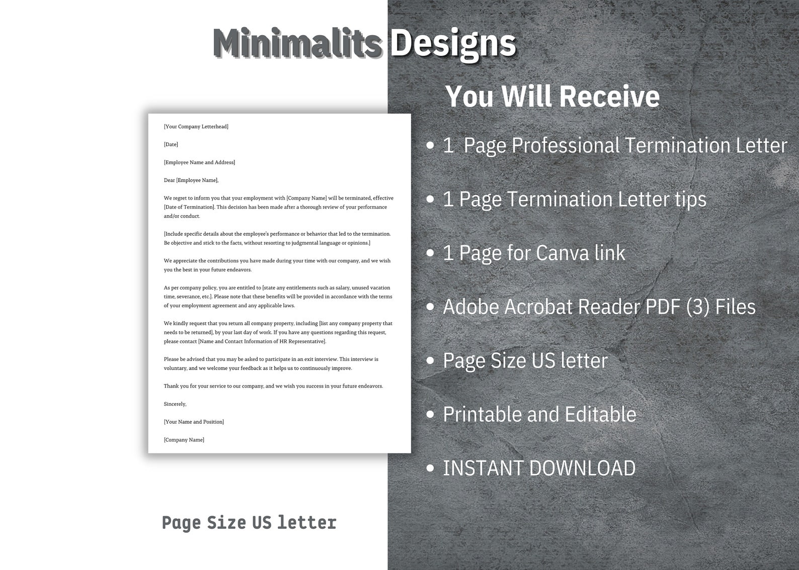 Professional Termination Letter, Printable Termination Letter Template ...