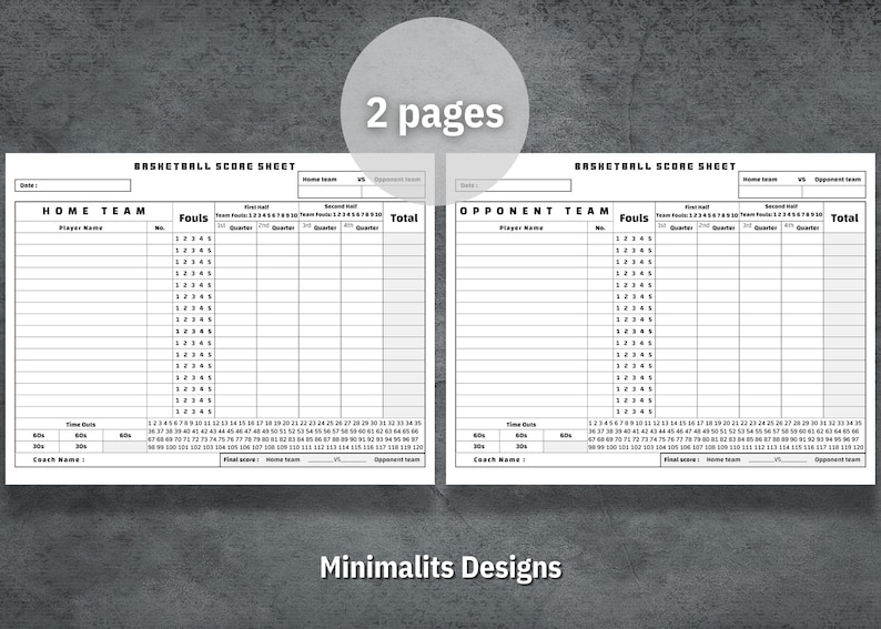 Basketball Score Sheet, Basketball Score Card, Printable Basketball ...