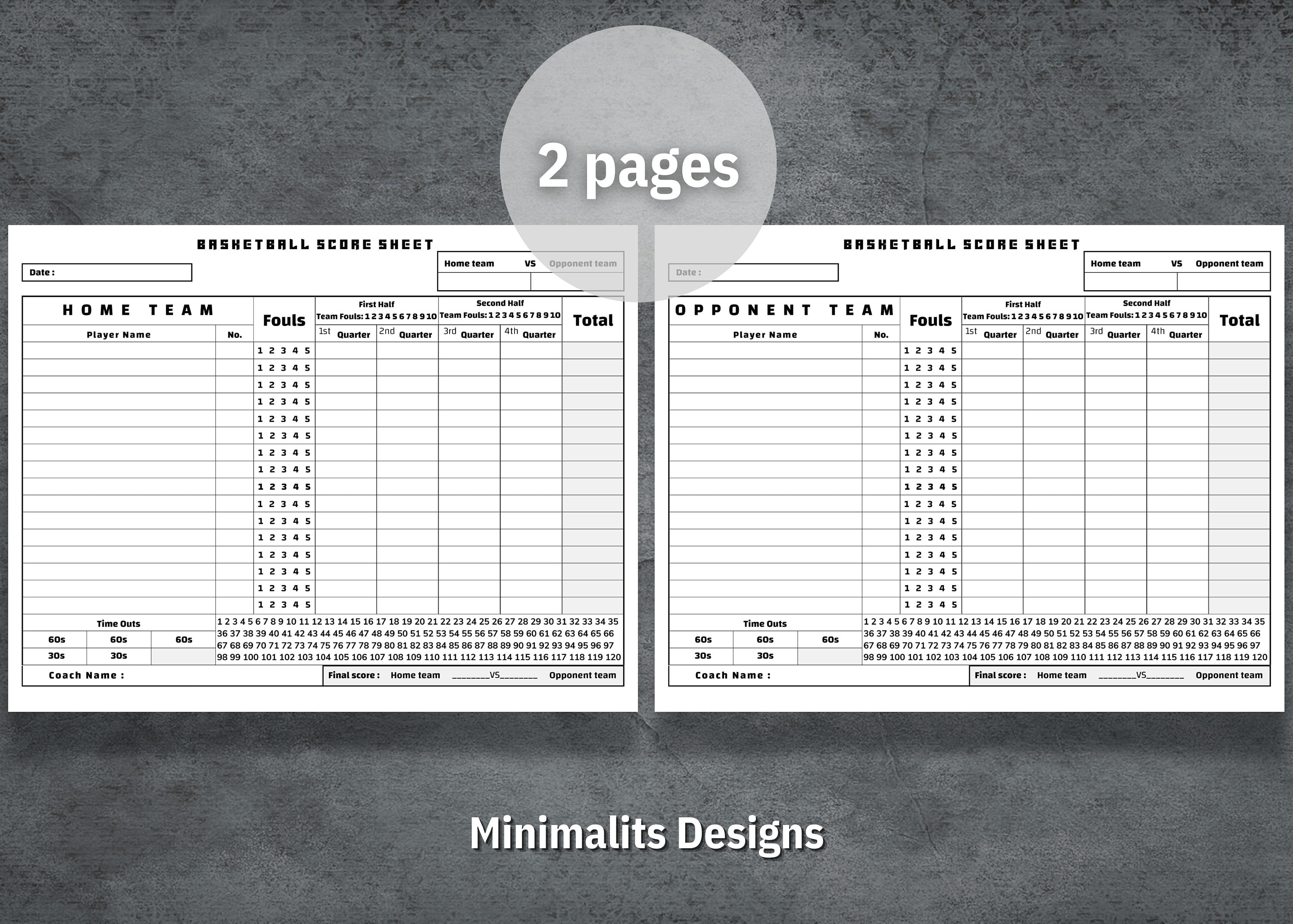 Basketball Score Sheet, Basketball Score Card, Printable Basketball ...