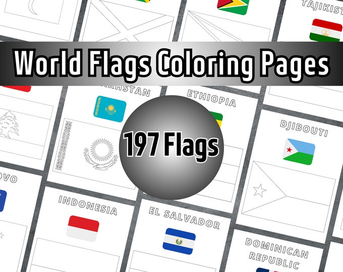 National Flags Coloring Pages: 193 Countries, Homeschool (PDF) - Etsy ...