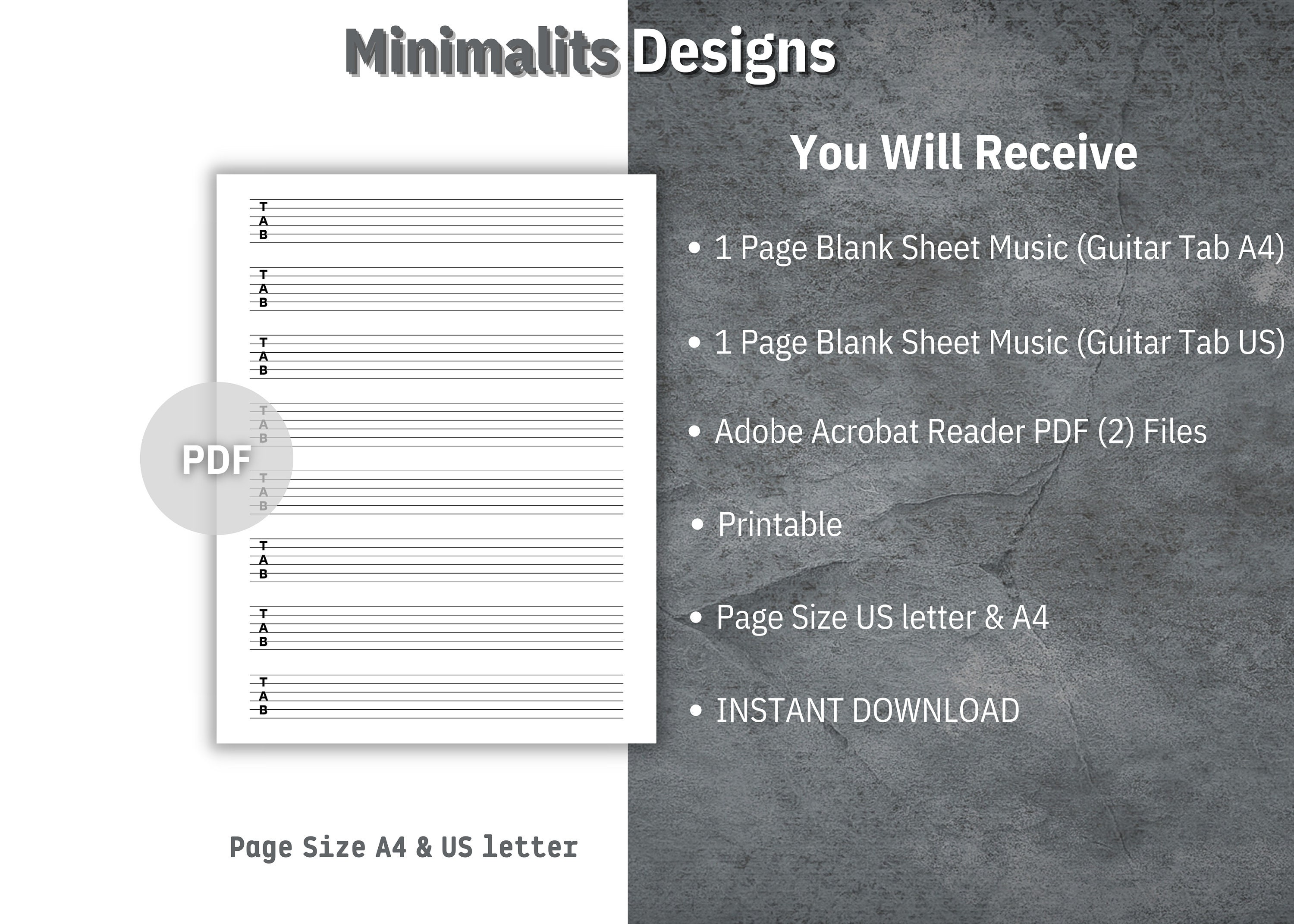 Guitar Music Sheet, Printable Guitar Tablature Paper, Blank Music Sheet ...