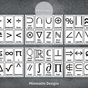 Math Symbols Flash Cards, Nomenclature Cards, Printable Math Symbols ...
