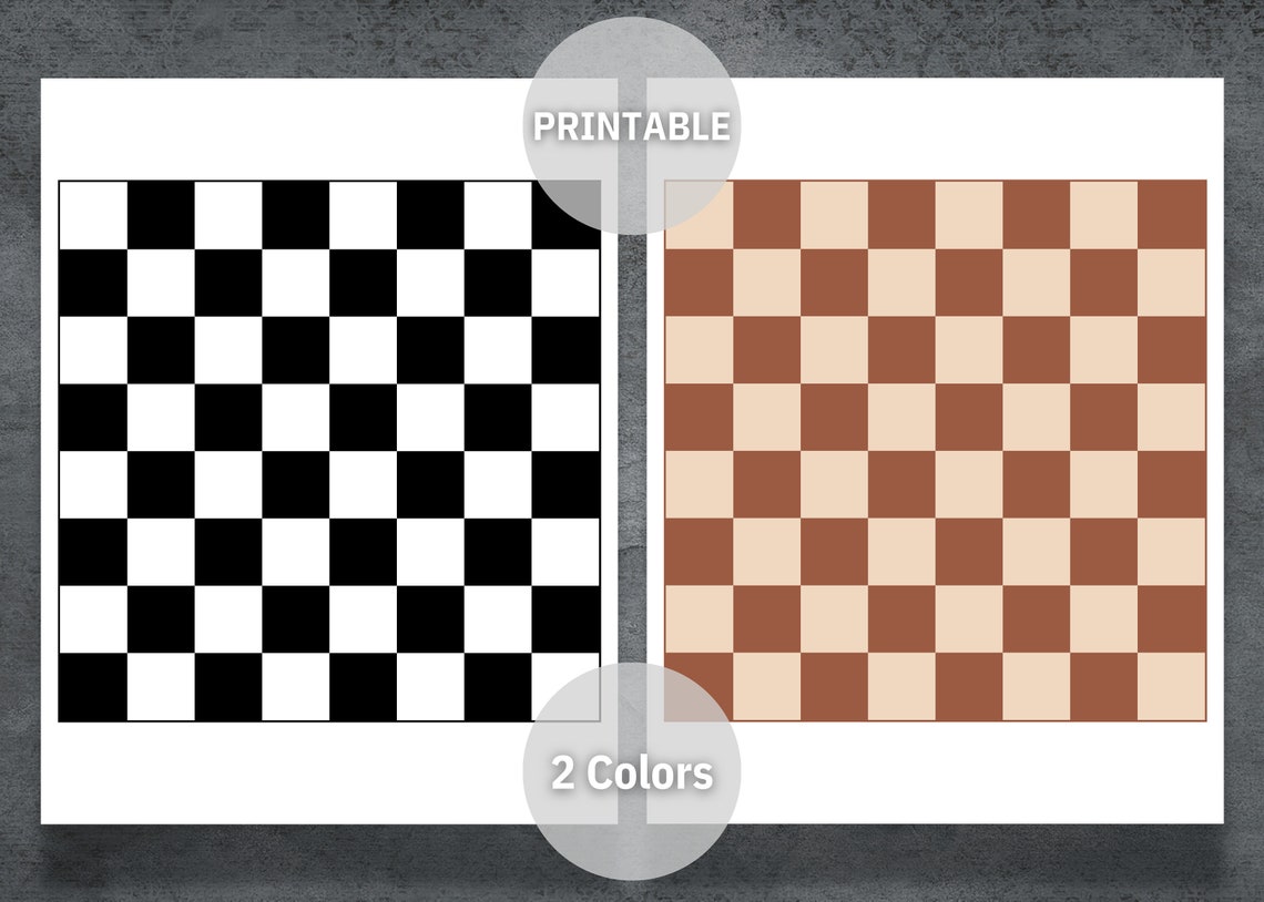 Checkers Game, Printable Checkers Game, Draught Board, Draughts Game, 8 X 8 Checker Board With ...