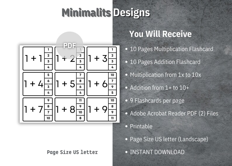 Addition & Multiplication Flashcards, Preschool Flashcards, Printable ...
