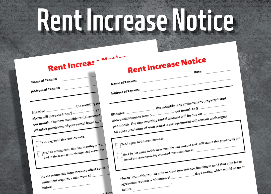 Rent Increase Notice, Rental Increase Template, Tenant Notice Form ...