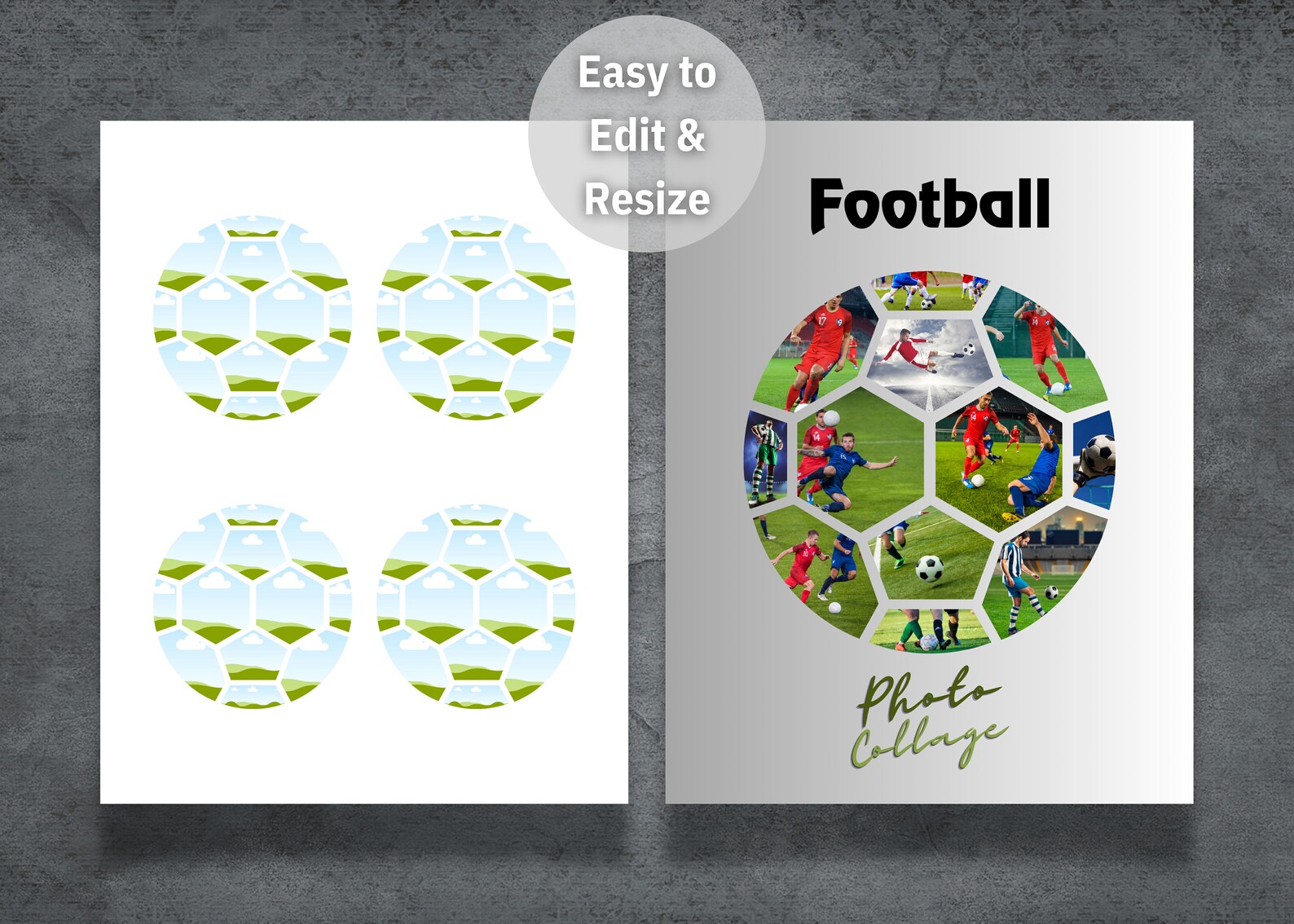 Football Photo Collage, Editable Canva Template, Soccer Canva Frame ...
