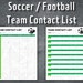 Football Team Contact List, Information Sheet, Printable Contact Sheet ...