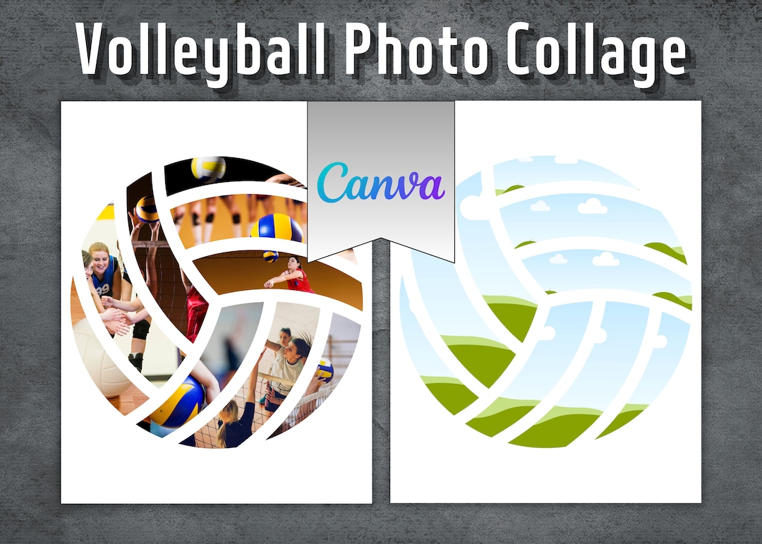 Volleyball Photo Collage, Editable Canva Template, Volleyball Canva ...