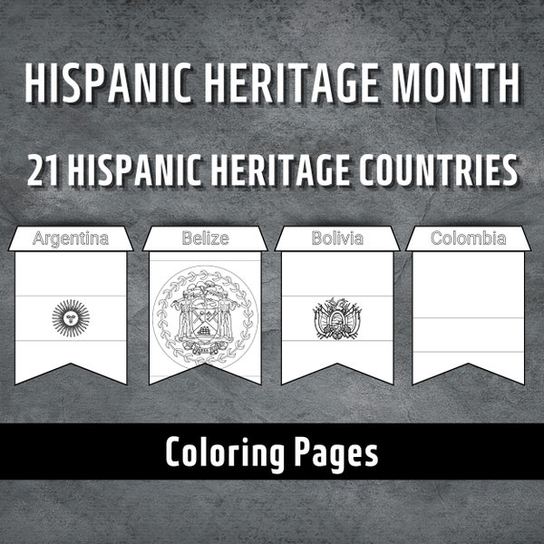 Hispanic Heritage Month Flags Coloring Pages