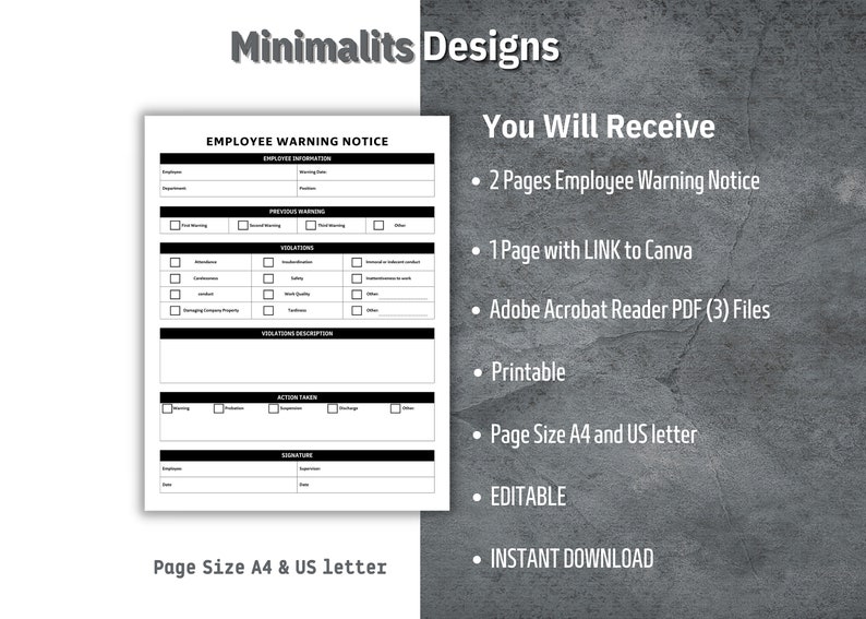 Employee Warning Notice, Warning Notice Sheet, Printable Employee ...
