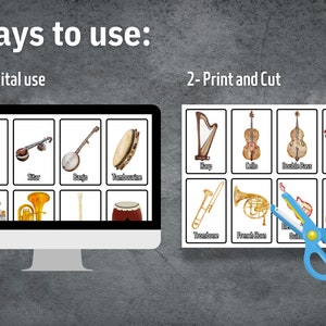 Music Instruments Flash Cards, Preschool Flashcards, Printable ...