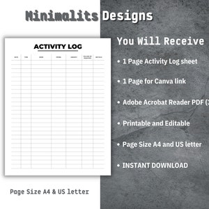 Activity Log, Follow-up Template, Activity Tracker, Daily Activities ...