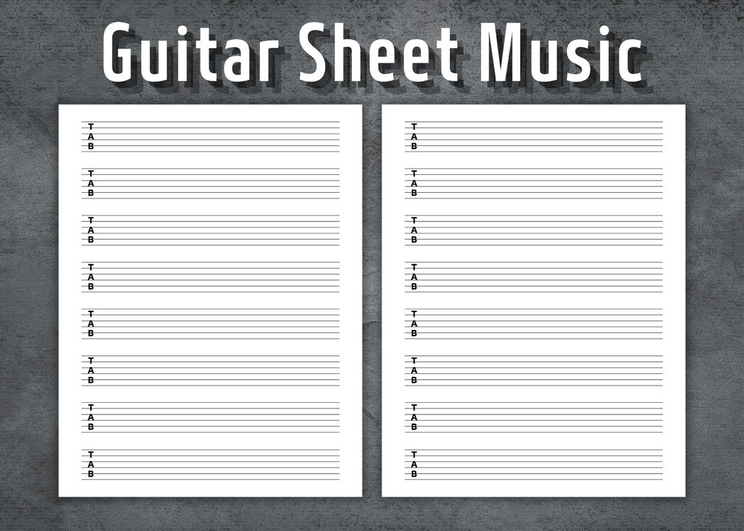 Guitar Music Sheet, Printable Guitar Tablature Paper, Blank Music Sheet ...