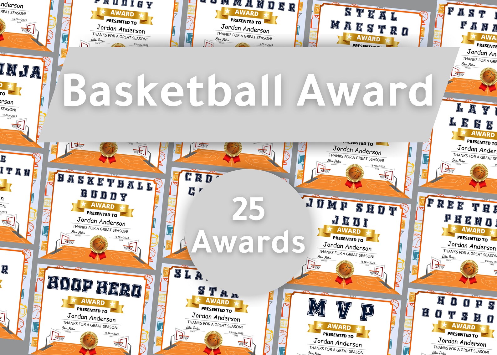 Basketball Award Certificates, End of Season Basketball Award, Award ...