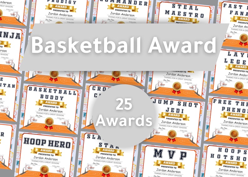 Basketball Award Certificates, End of Season Basketball Award, Award ...