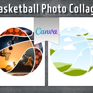 Basketball Photo Collage, Editable Canva Template, Basketball Canva ...