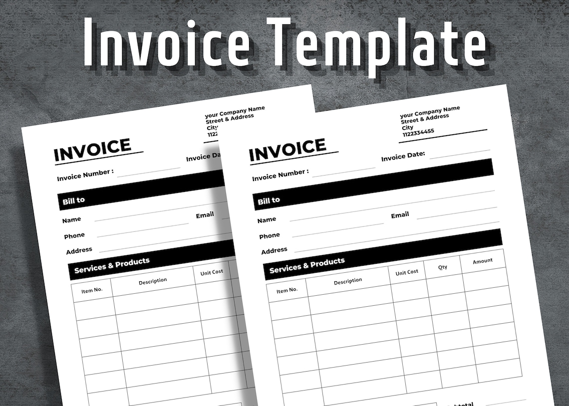 Invoice Template, Editable Invoice, Invoice Sheet, Printable Invoice ...
