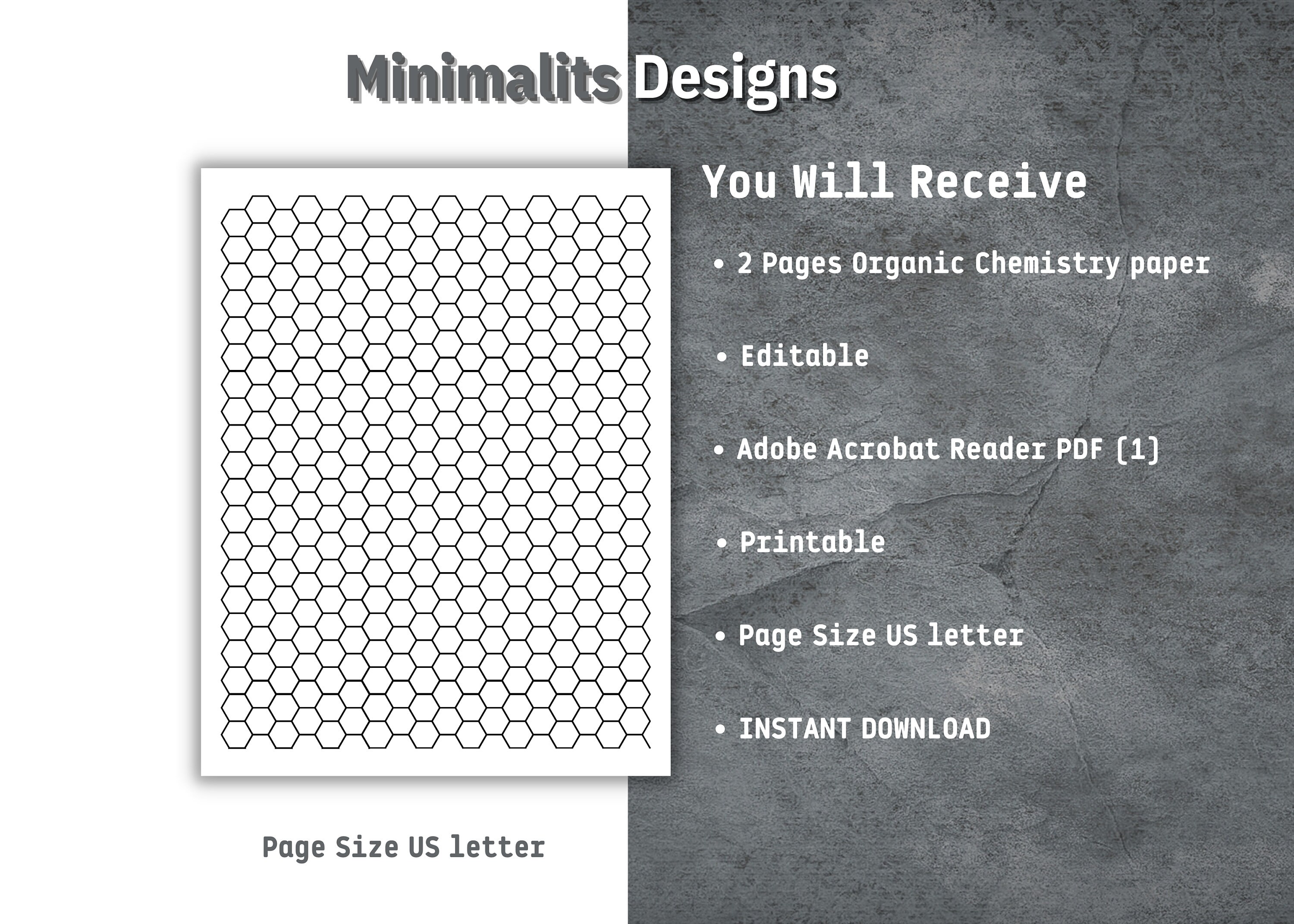 Organic Chemistry, Hexagon Grid Paper, Hexagon Paper, Hexagonal Graph ...