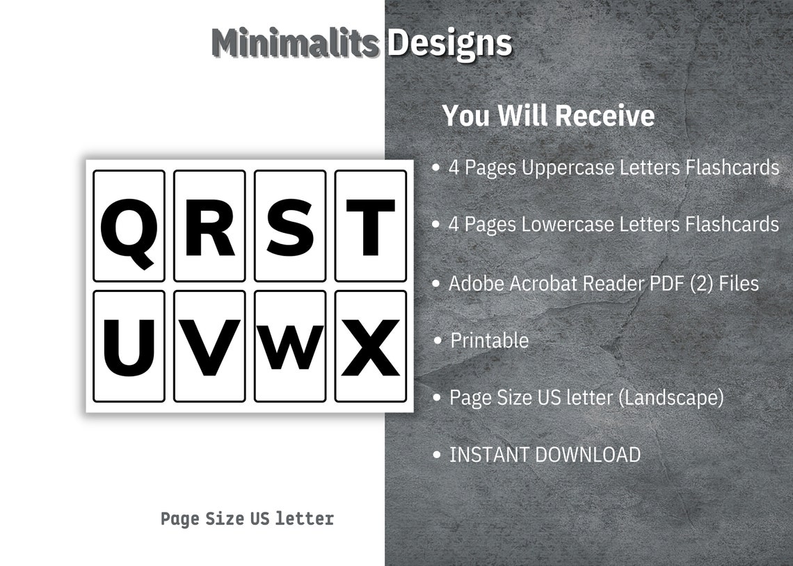 Letter Flash Cards, Printable Abc Flash Cards, Uppercase Letters ...