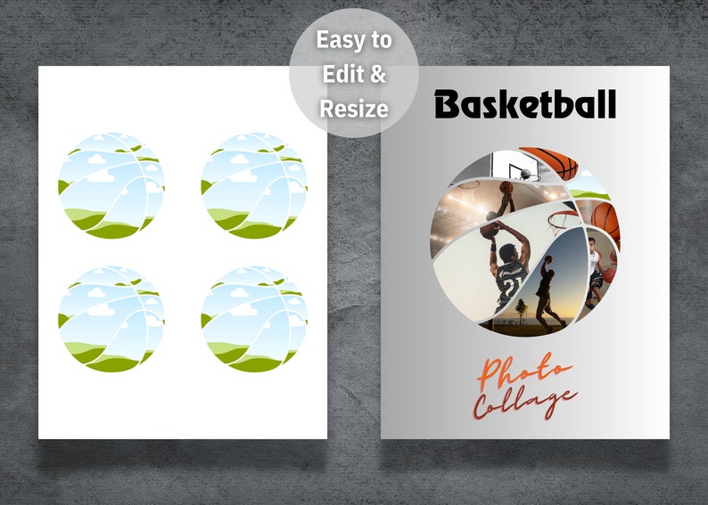 Basketball Photo Collage, Editable Canva Template, Basketball Canva ...