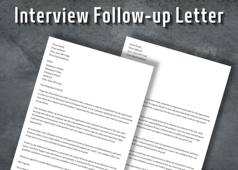 Interview Follow-up Letter, Professional Interview Follow-up Letter ...