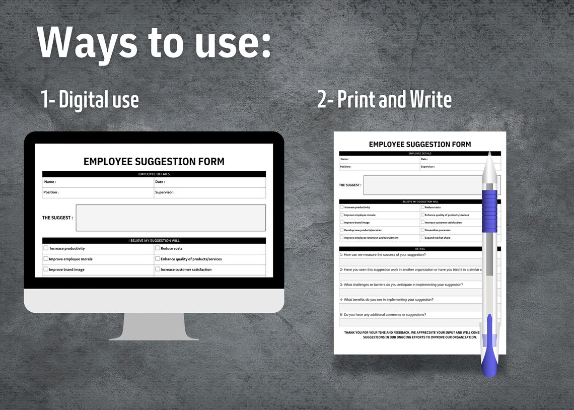 Employee Suggestion Form, Employee Ideas Form, Employee Suggestion Box ...