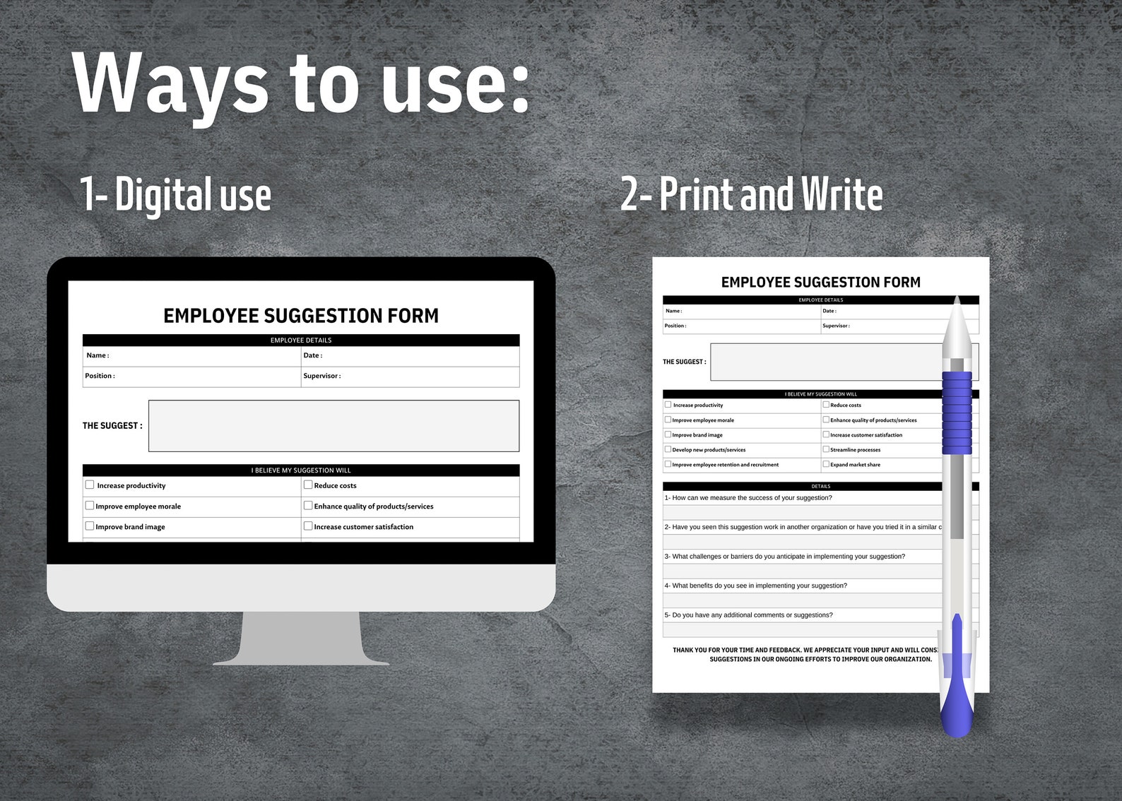 Employee Suggestion Form, Employee Ideas Form, Employee Suggestion Box ...