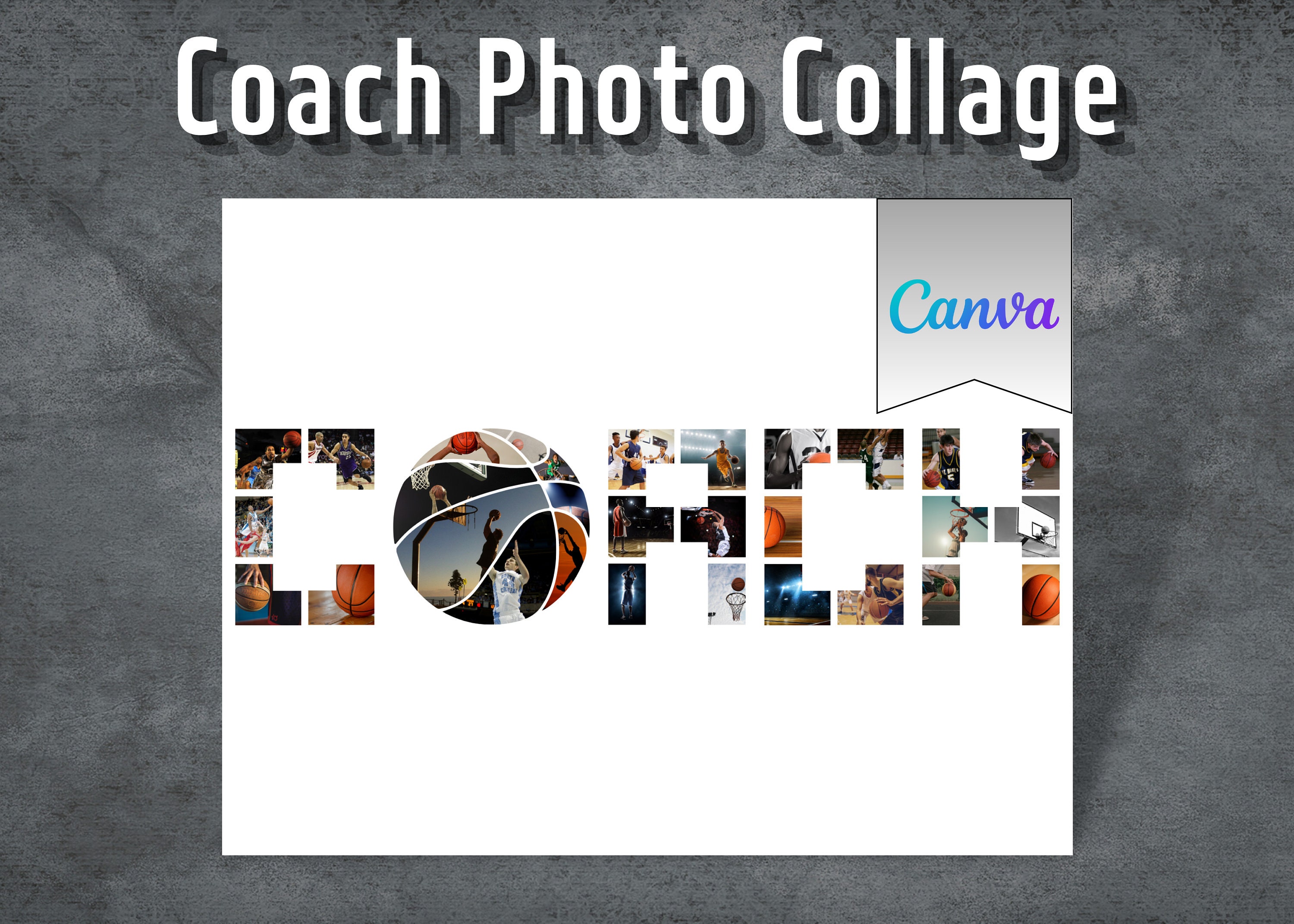 Basketball Coach Photo Collage, Editable Canva, Basketball Canva Frame ...