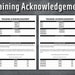 Training Acknowledgement Form, Printable Training Templates, HR ...
