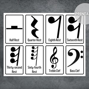 Music Symbol Flash Cards, Printable Music Notation Flash Cards, Musical ...