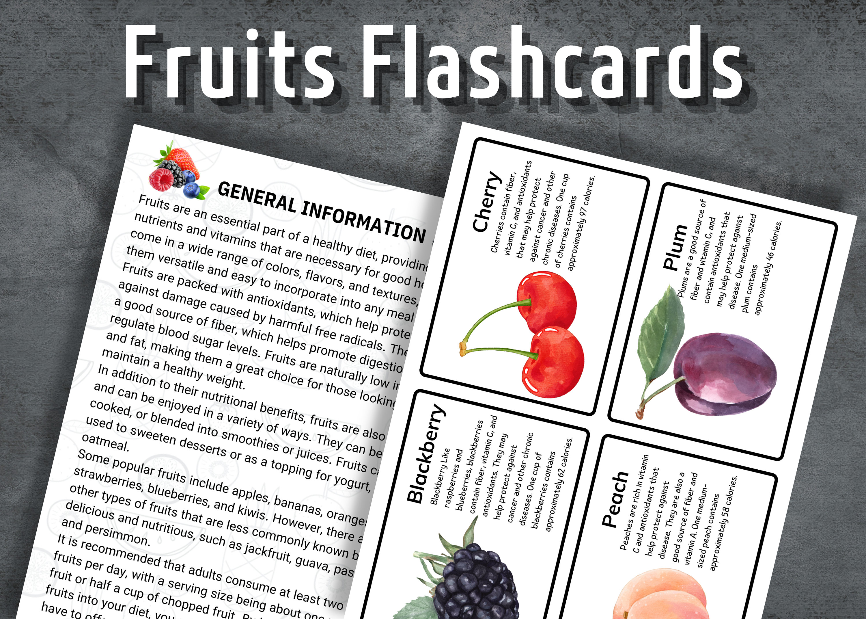 Fruits Flash Cards, Montessori Flash Cards, Printable Cards Preschool ...