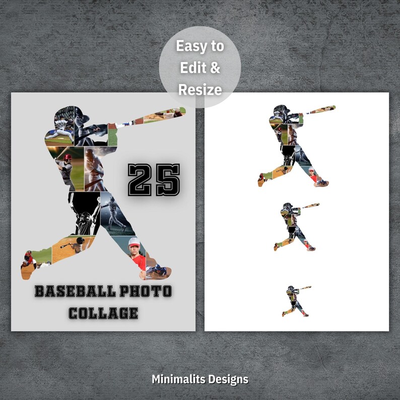 Baseball Photo Collage, Editable Canva Template, Baseball Canva Frame ...