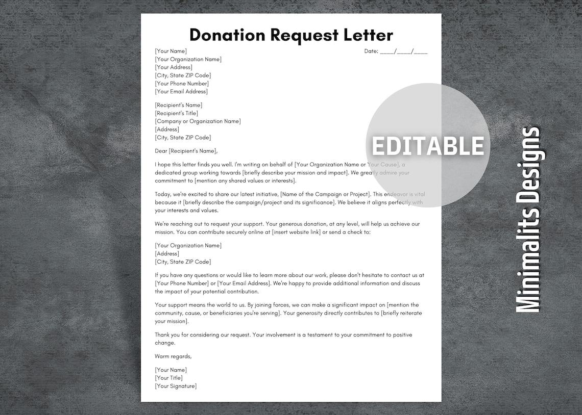 Donation Request Letter, Printable Donation Letter Template ...