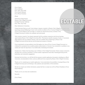 College Transfer Request Letter, Printable College Transfer Request ...