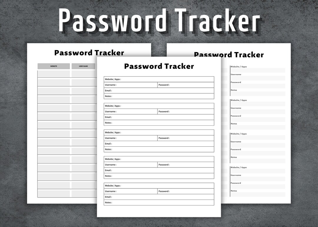 Password Tracker, Password Log, Printable Password Tracker, Password ...