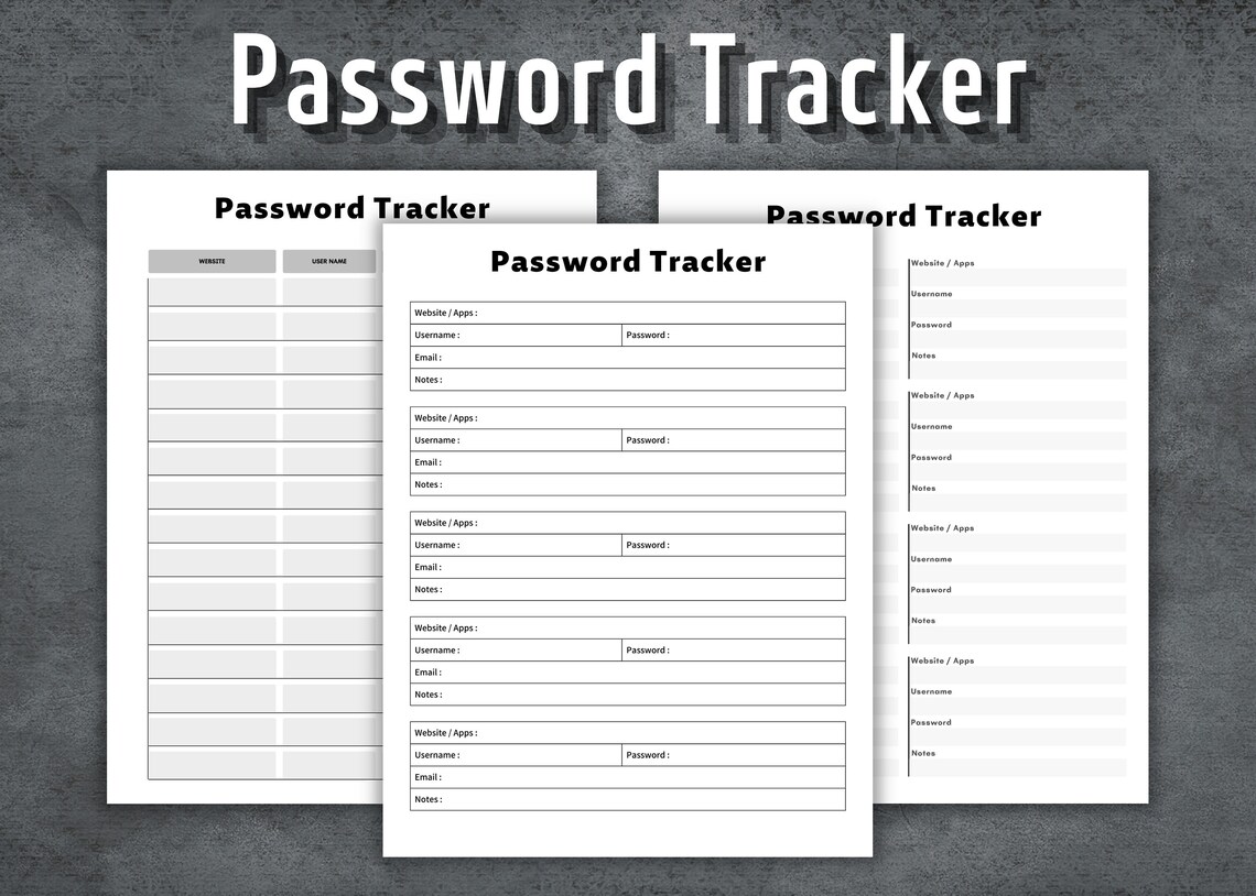 Password Tracker, Password Log, Printable Password Tracker, Password ...
