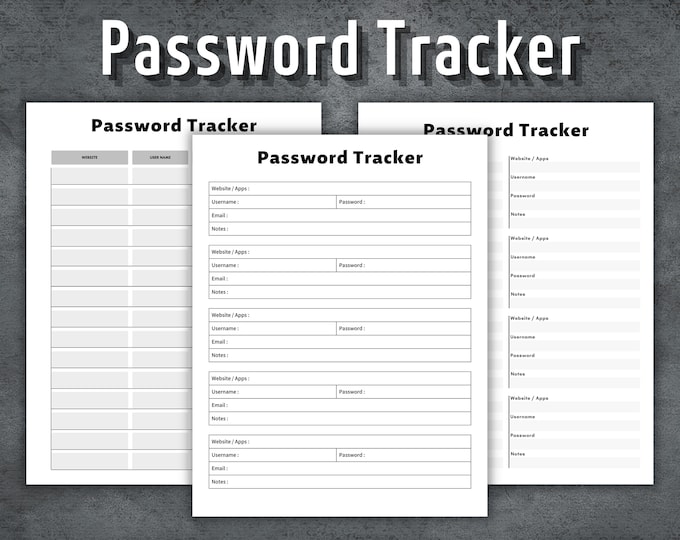 Printable & Fillable Password Tracker, Password Log, Password Keeper ...