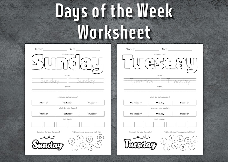 Days of the Week Worksheet, Days Coloring Pages, Printable Days ...