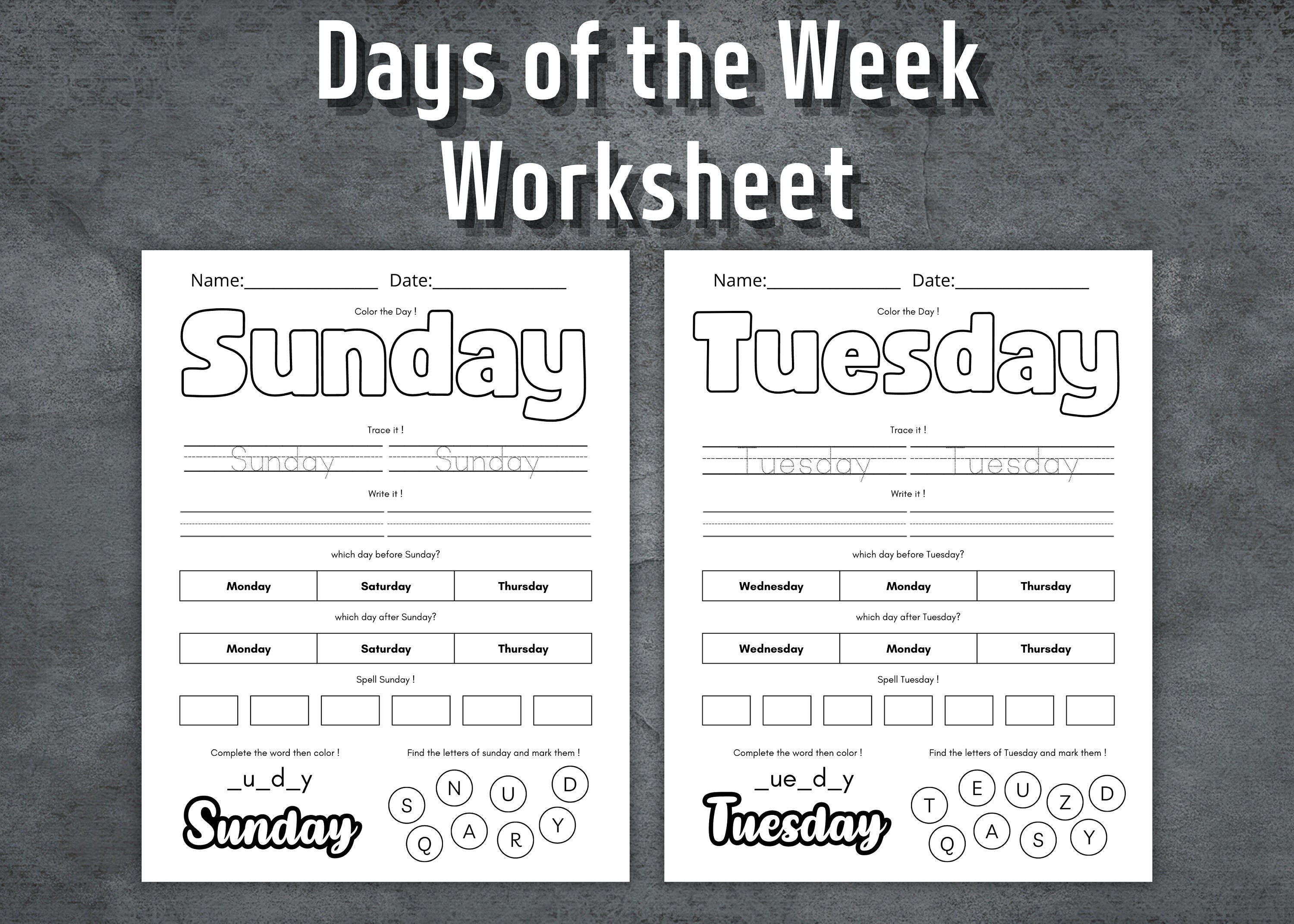 Days of the Week Worksheet, Days Coloring Pages, Printable Days ...