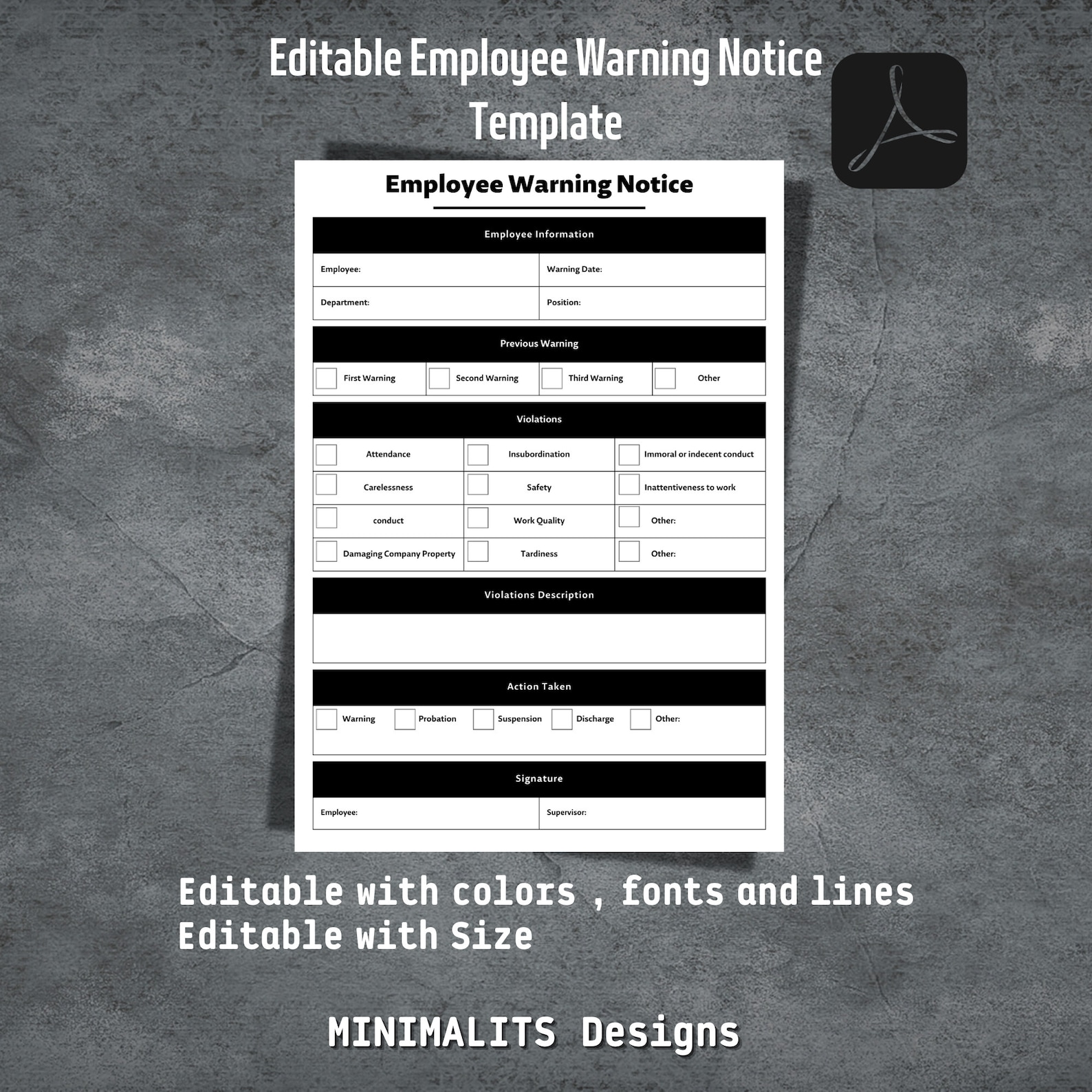 Employee Warning Notice. Warning Notice Sheet. - Etsy