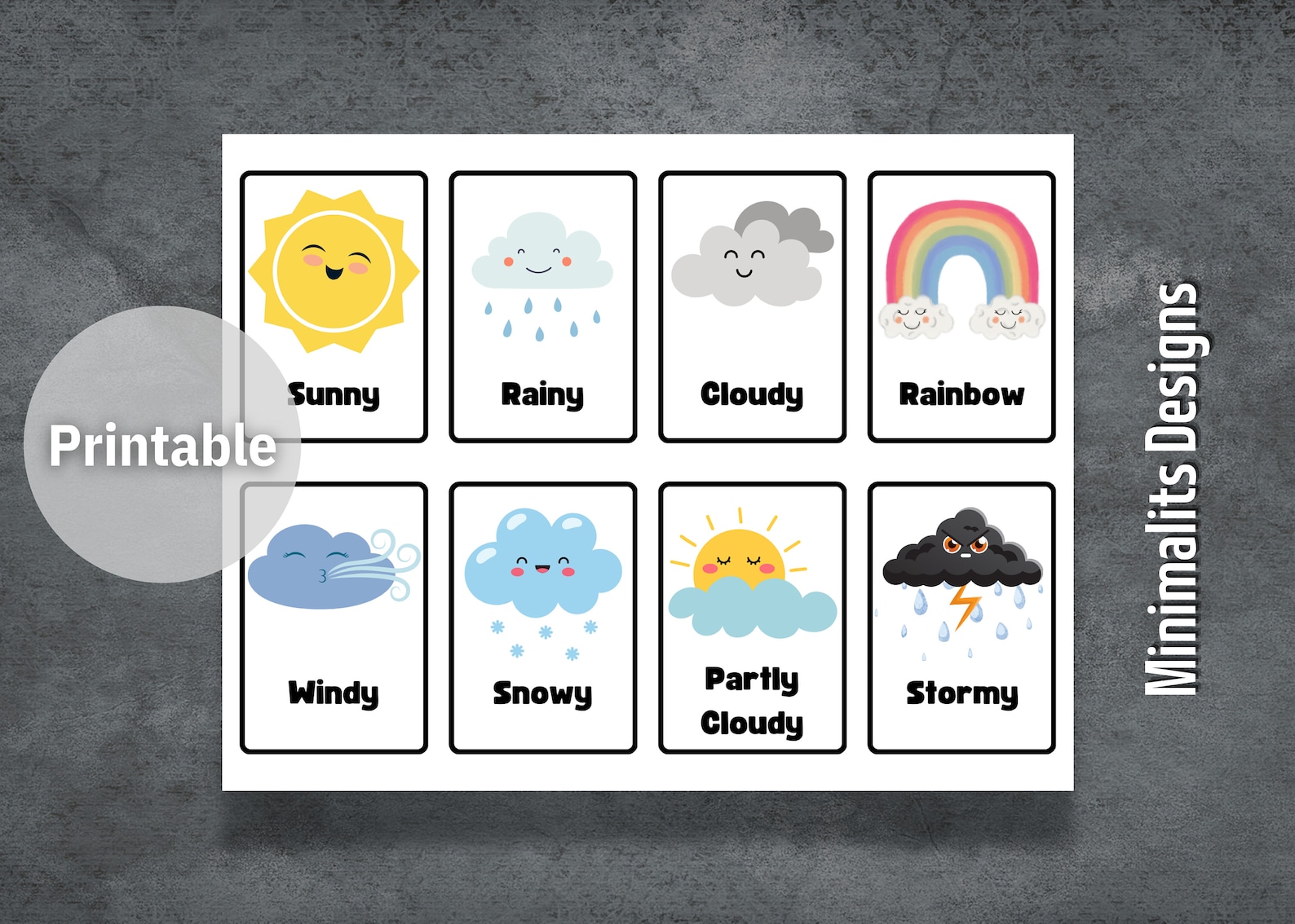 Weather Flash Cards, Printable Flashcards, Classroom Flashcards ...