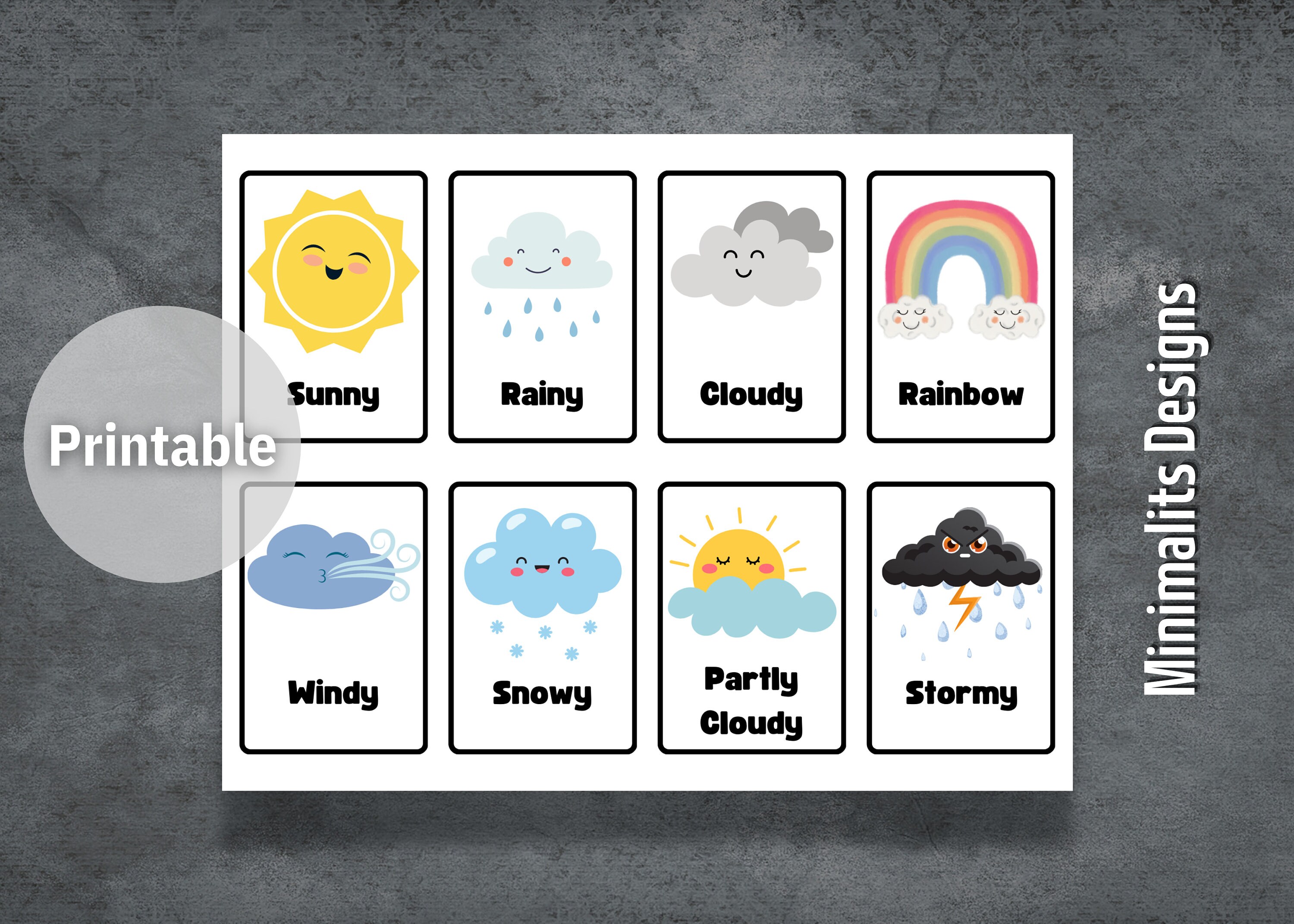 Weather Flash Cards, Printable Flashcards, Classroom Flashcards ...