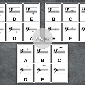 Bass Clef Flash Cards, Printable Music Note Flash Cards, Bass Clef ...
