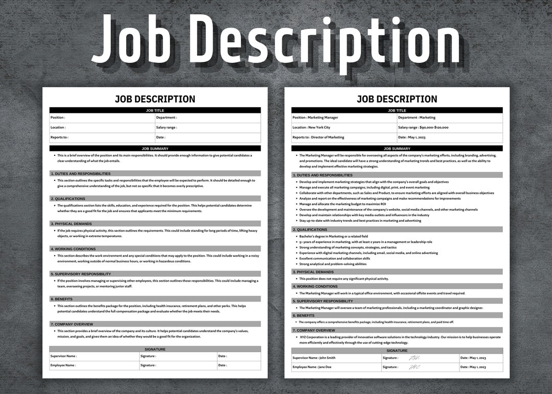Job Description Template, Editable Job Description, Human Resources ...