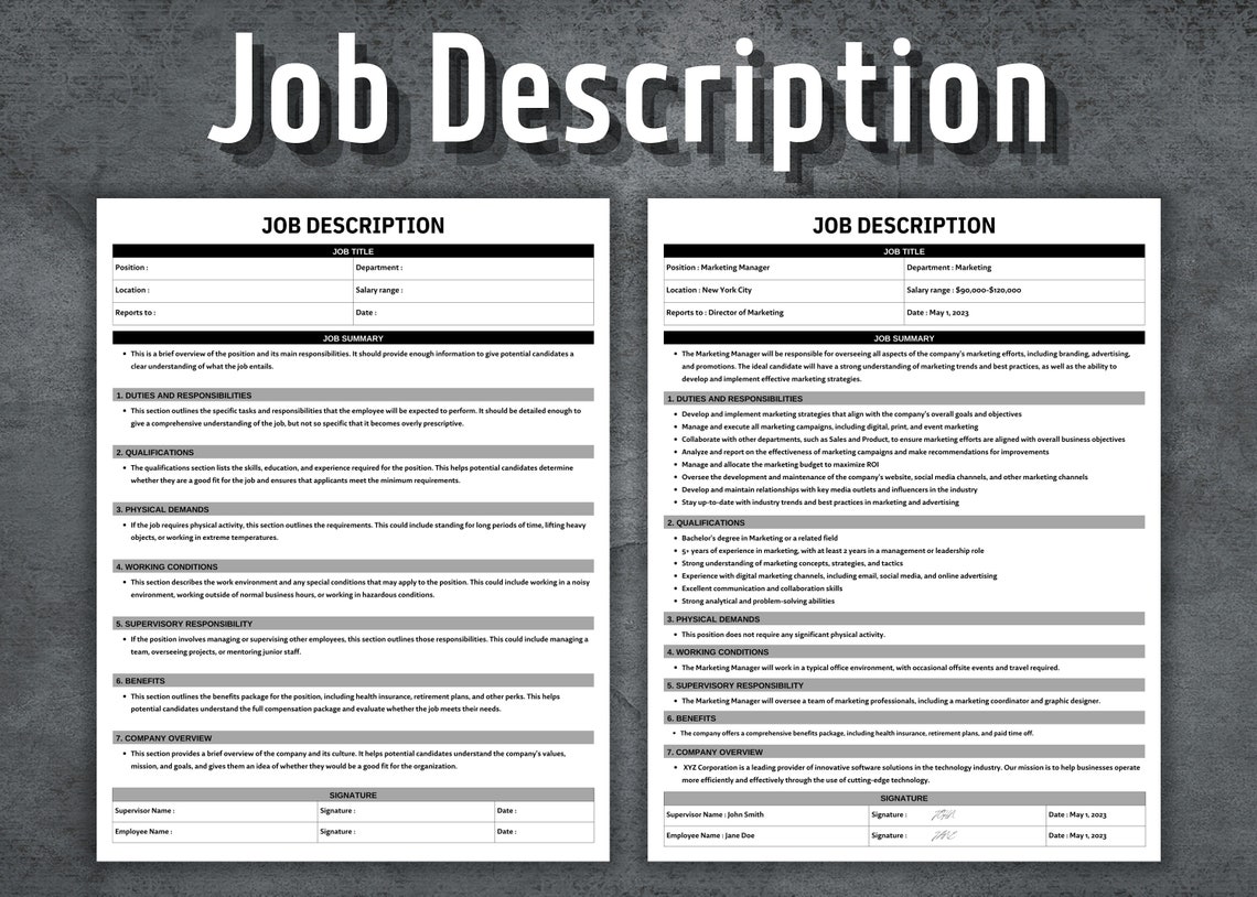 Job Description Template, Editable Job Description, Human Resources ...