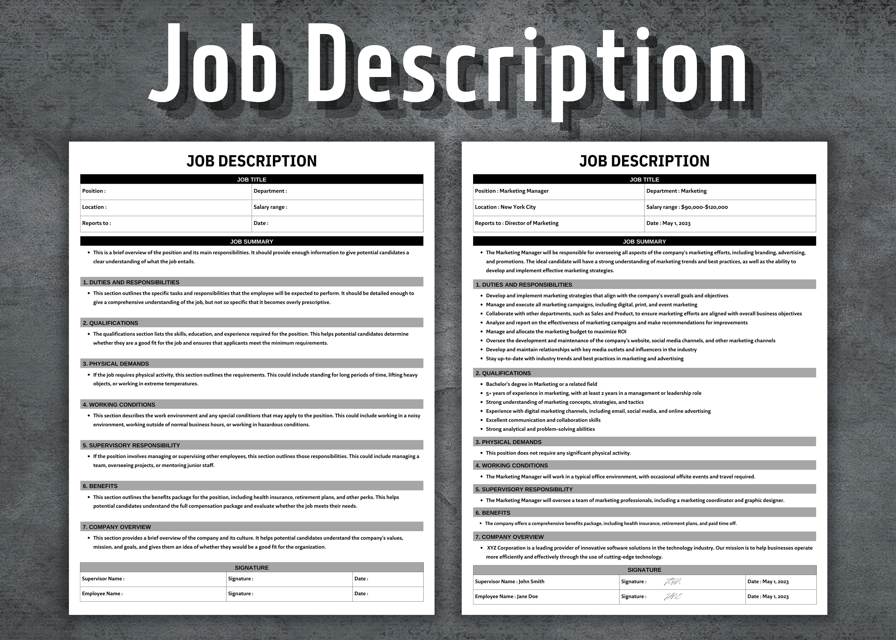 Job Description Template, Editable Job Description, Human Resources ...