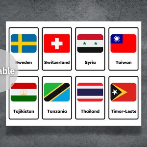 World Flags Flash Cards, Printable Flashcards, United Nations Countries ...